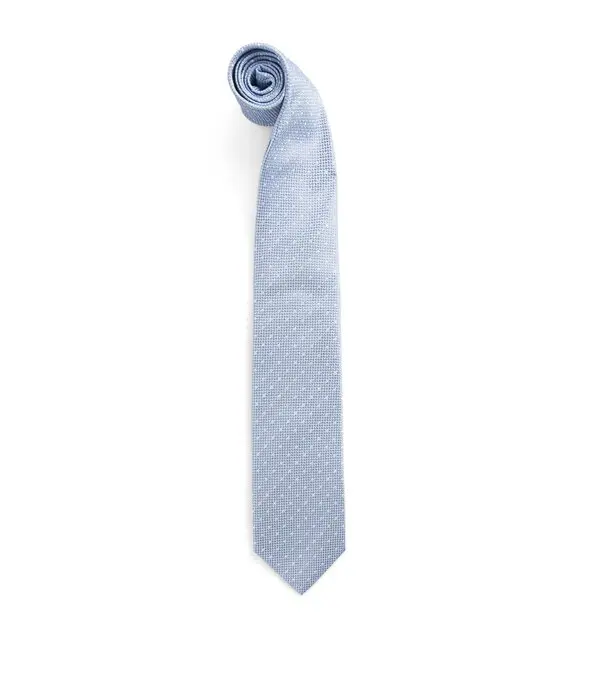 Isaia Silk Seven-fold Neck Tie - Blue