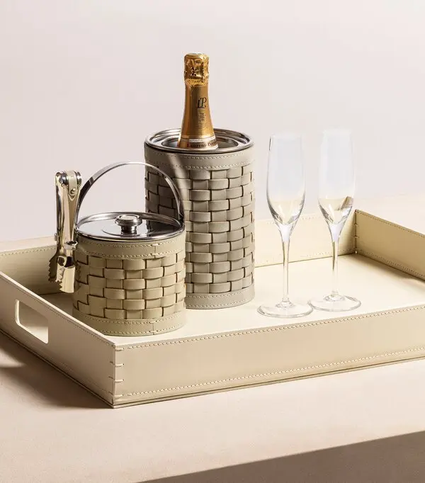 RIVIERE Woven Leather Barcelona Ice Bucket