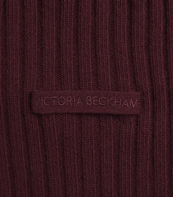 Victoria Beckham Wool-cashmere Ribbed High Neck Sweater - Brown