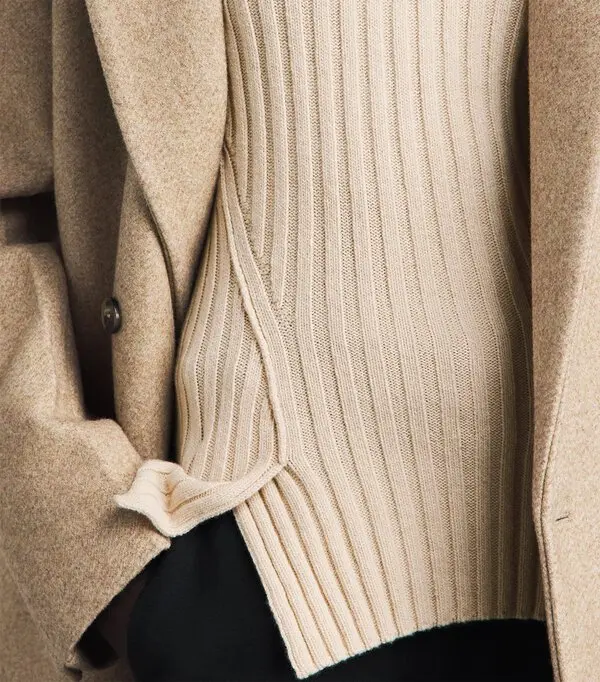 Victoria Beckham Wool-cashmere Ribbed High Neck Sweater - Pink