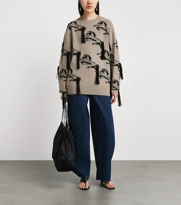 Stella McCartney Virgin Wool Embroidered Horse Sweater
