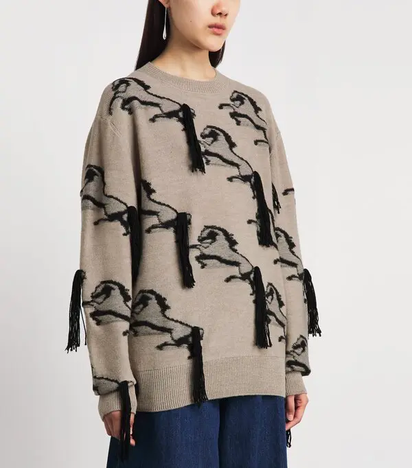 Stella McCartney Virgin Wool Embroidered Horse Sweater