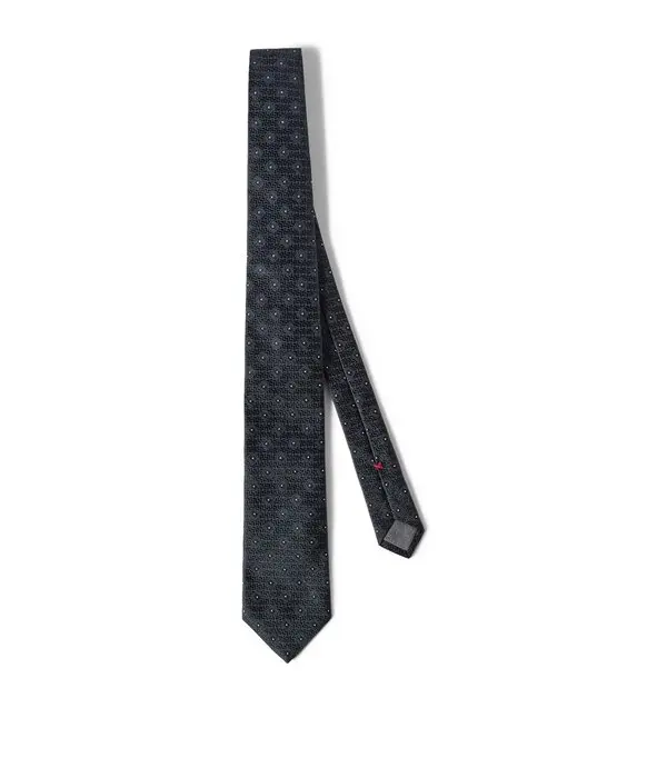 Brunello Cucinelli Silk Geometric Tie - Blue