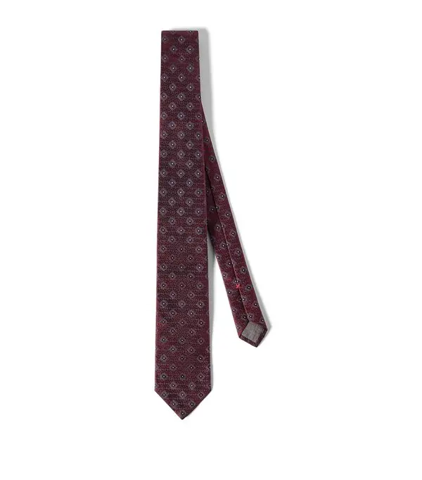 Brunello Cucinelli Silk Geometric Tie - Red