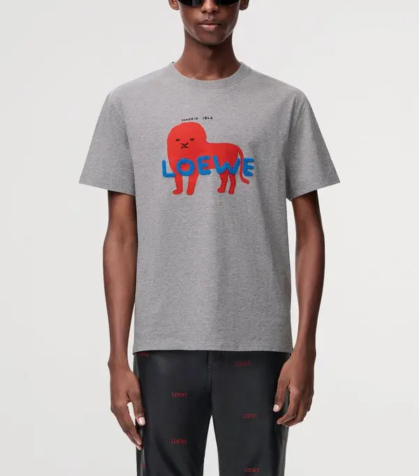 Loewe Cotton Relaxed Lion T-shirt - Grey