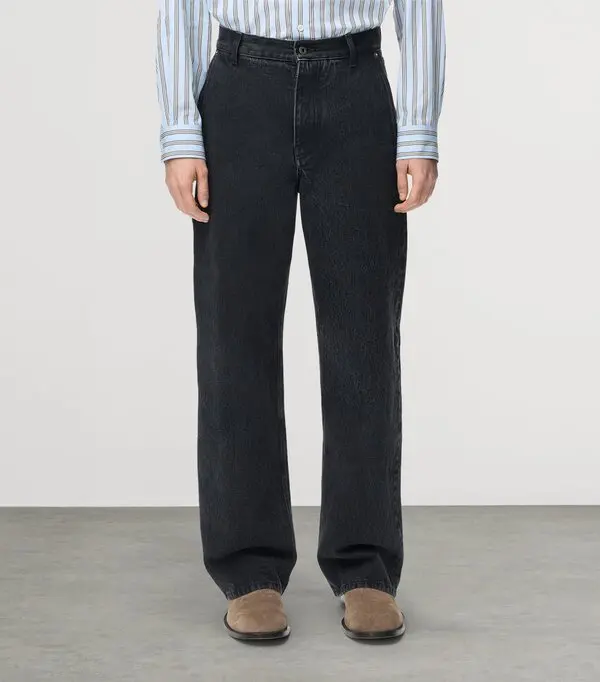 Loewe Straight Leg Jeans With Suede Trim