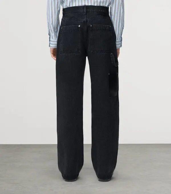 Loewe Straight Leg Jeans With Suede Trim