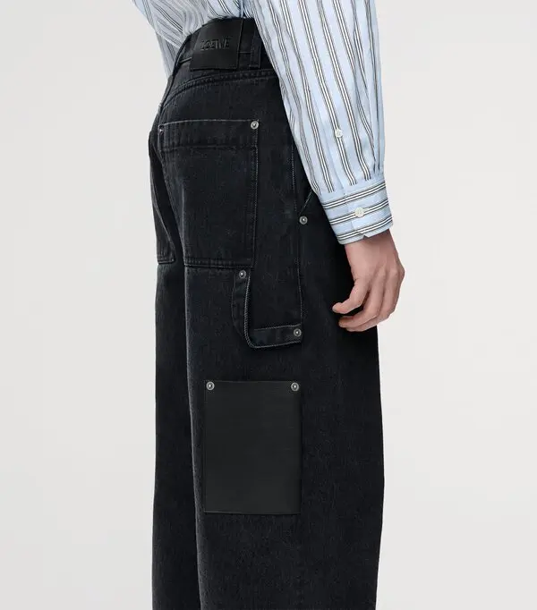 Loewe Straight Leg Jeans With Suede Trim
