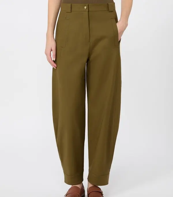 Max Mara Stretch-cotton Barrel Leg Trousers