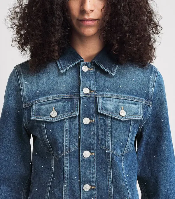 7 For All Mankind Embellished Trucker Denim Jacket