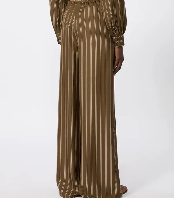 Max Mara Silk Stripe Wide-leg Trousers - Brown