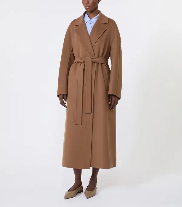 Max Mara Virgin Wool Wrap Coat - Beige