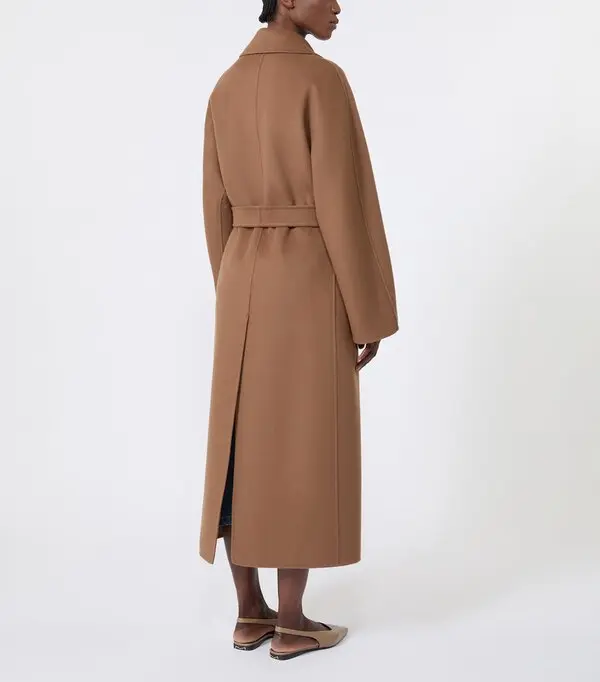 Max Mara Virgin Wool Wrap Coat - Beige