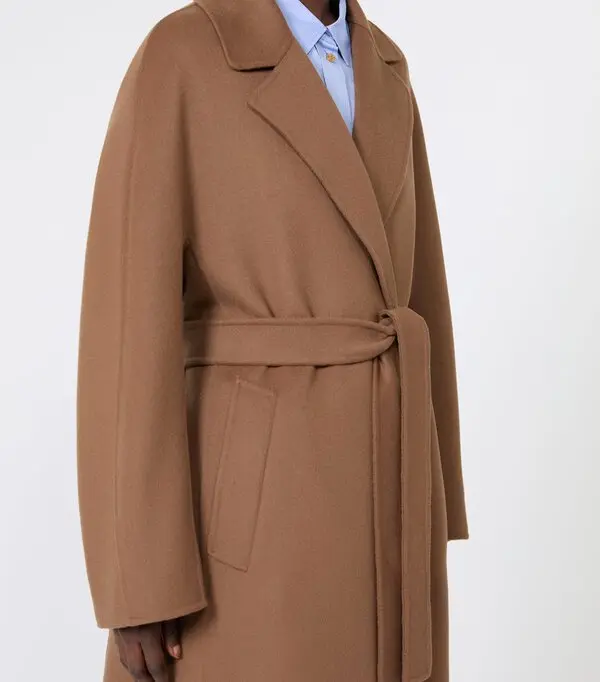 Max Mara Virgin Wool Wrap Coat - Beige