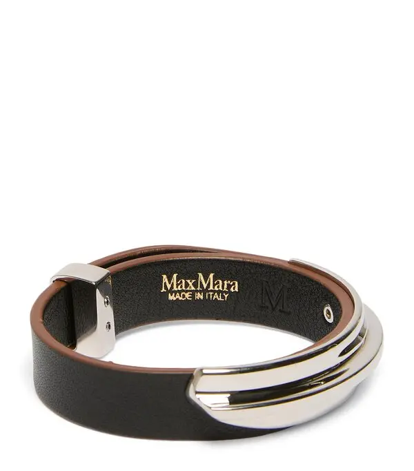 Max Mara Leather And Metal Cuff Bracelet - Black
