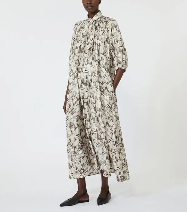 Max Mara Silk Sailboat Print Midi Dress