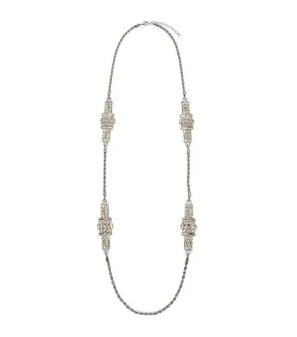 Marina Rinaldi Embellished Torchon Chain Necklace - Clear