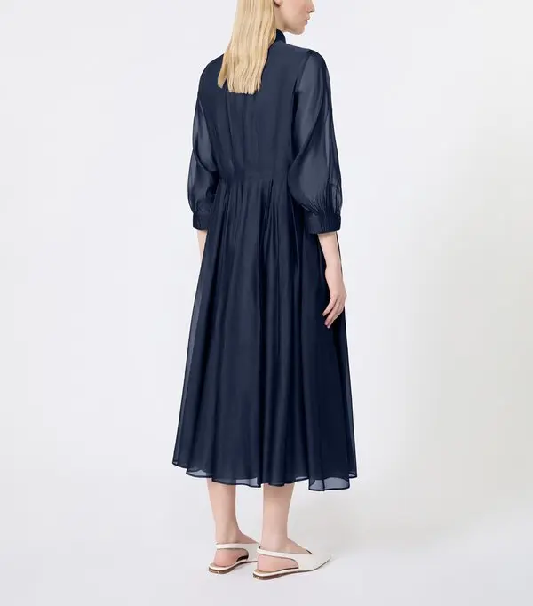 Max Mara Silk-blend Midi Shirt Dress - Navy