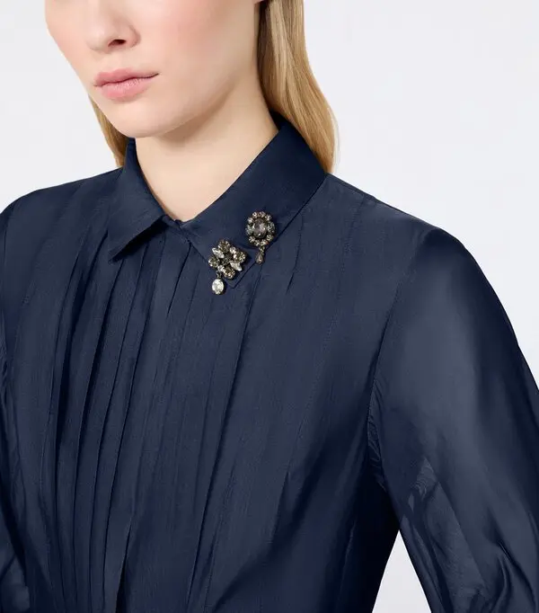 Max Mara Silk-blend Midi Shirt Dress - Navy