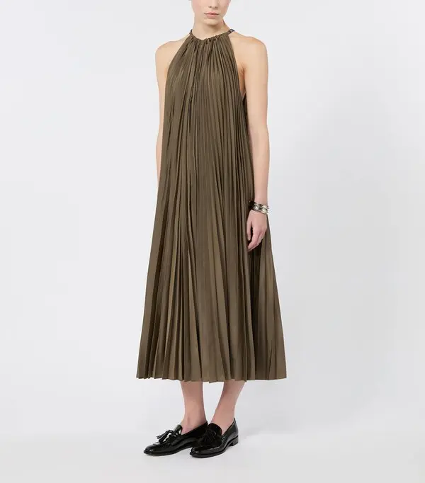 Max Mara Pleated Halterneck Midi Dress