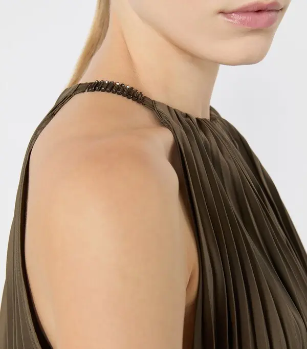 Max Mara Pleated Halterneck Midi Dress