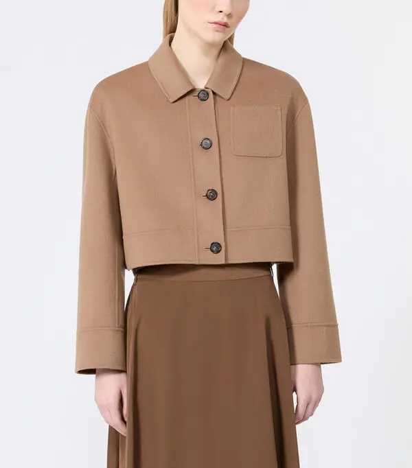 Max Mara Virgin Wool Cropped Jacket - Beige