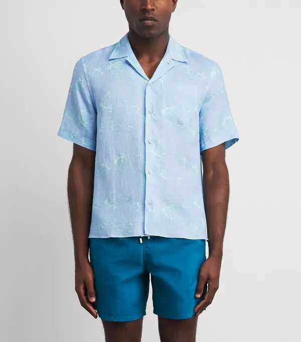 Vilebrequin Linen Bubble Turtle Print Charli Shirt