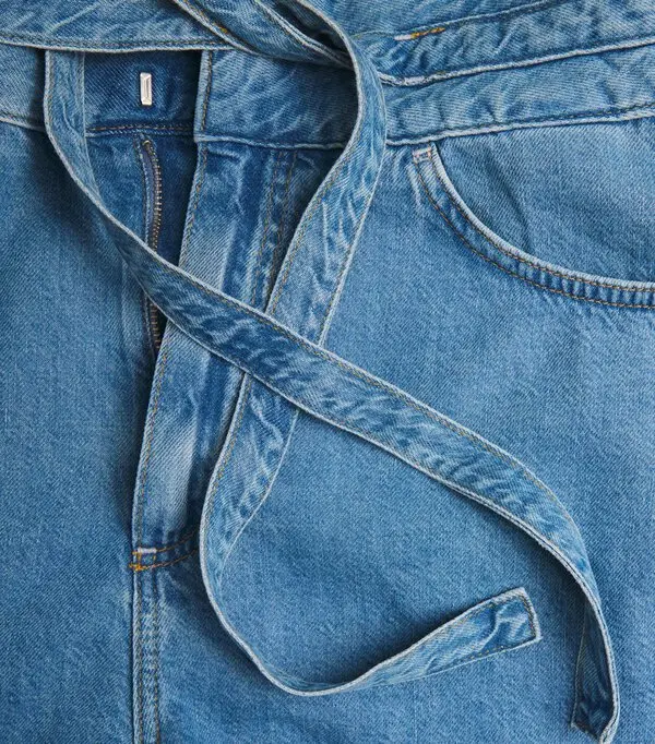 Paige Mathilda Wide-leg Denim Shorts With Tie Waist