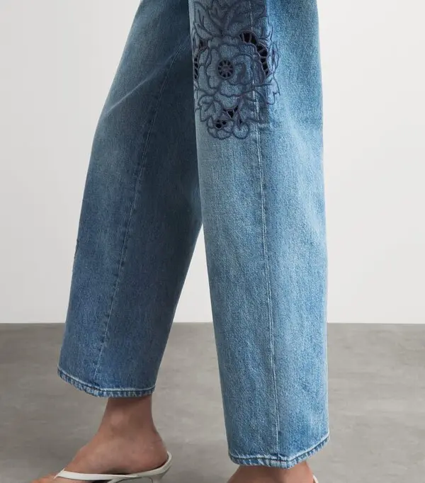 Paige Rylann Embroidered Straight Jeans