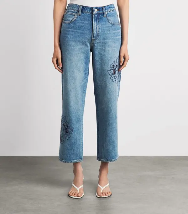 Paige Rylann Embroidered Straight Jeans