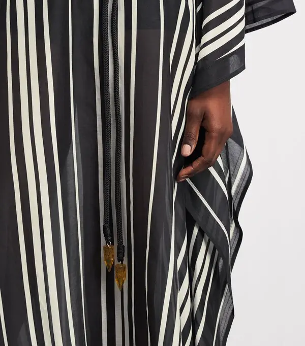 Tory Burch Cotton-silk Kaftan With Striped Print And Belted Waist