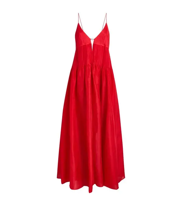 Tory Burch Linen-silk Maxi Dress - Red
