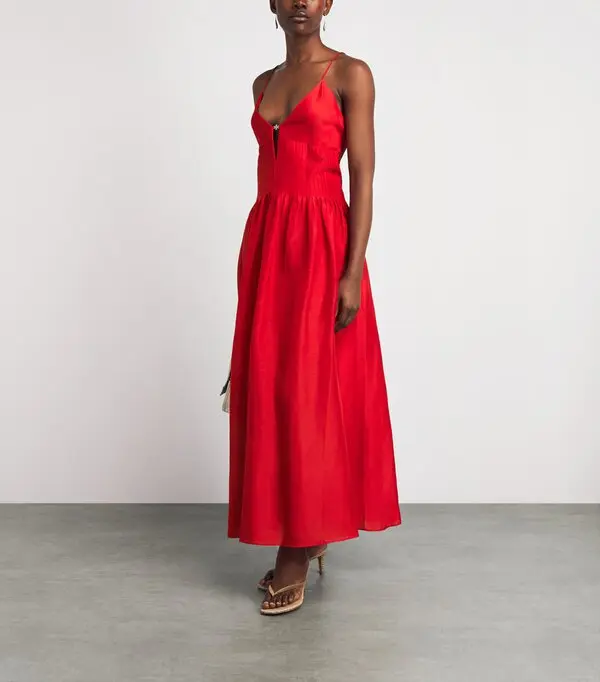 Tory Burch Linen-silk Maxi Dress - Red