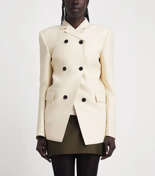 Khaite Wool-silk Rolo Double-breasted Blazer - Ivory