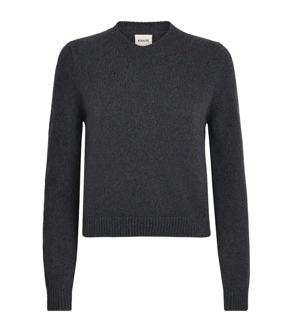 Khaite Leta Cashmere Crew Neck Cropped Sweater