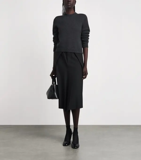 Khaite Leta Cashmere Crew Neck Cropped Sweater