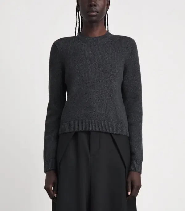 Khaite Leta Cashmere Crew Neck Cropped Sweater