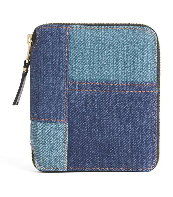 Play Comme Des Garcon Lambskin Denim-patch Bifold Wallet - Blue