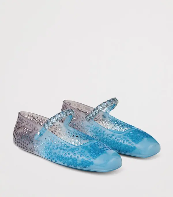 JIMMY CHOO Jelly Ballerina Flats With Cut-out Detailing - Blue
