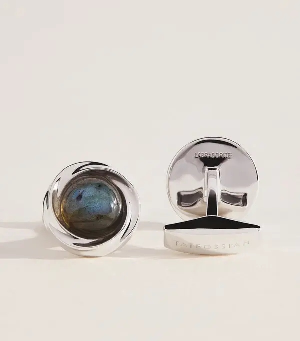 Tateossian Rhodium-plated Sterling Silver Mobius Cufflinks - Grey