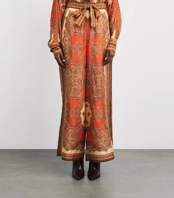 Zimmermann Silk Mahon Wide-leg Trousers - Orange