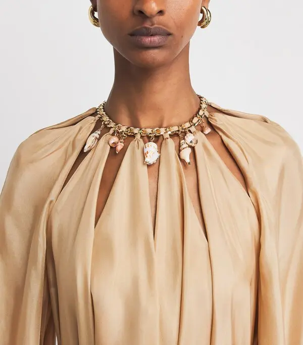 Zimmermann Mahon Silk Chain Detail Maxi Dress - Beige