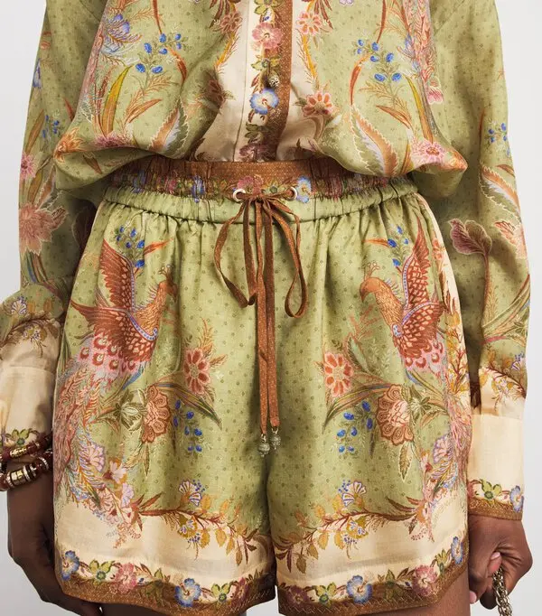 Zimmermann Silk Indra Shorts - Green