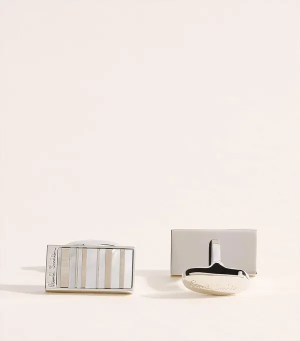 Paul Smith Mother-of-pearl Stripe Cufflinks - Silver