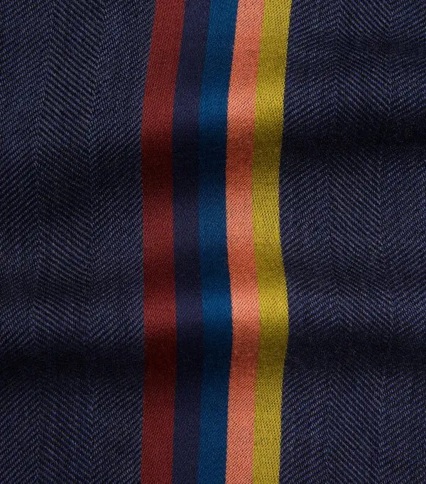 Paul Smith Virgin Wool-blend Central Stripe Scarf - Navy