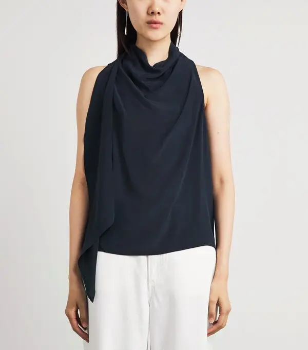 Rag & Bone Adela Silk Scarf Blouse - Blue