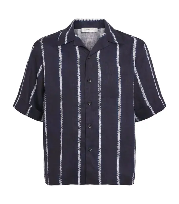 Commas Linen Shibori Stripe Shirt - Navy