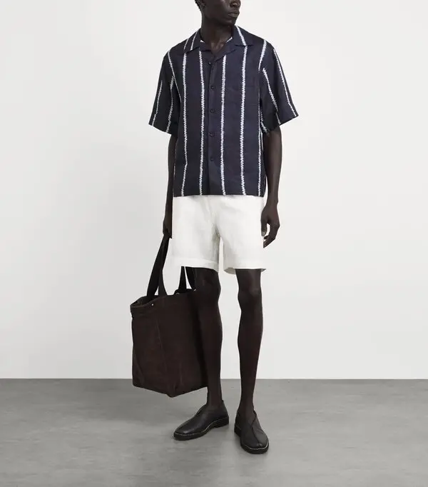 Commas Linen Shibori Stripe Shirt - Navy