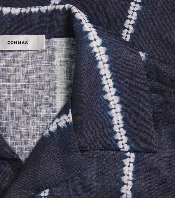 Commas Linen Shibori Stripe Shirt - Navy