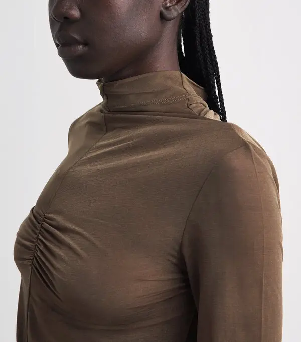 Camilla And Marc Novel" Mesh Jersey Long Sleeve High Neck Top